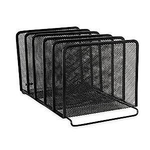 Rolodex Mesh Collection Stacking Sorter, 5-Section, Standard Packaging , Black