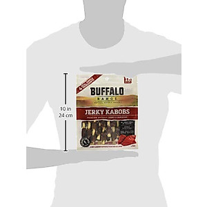 Buffalo Range Rawhide Dog Treats | Healthy, Grass-Fed Buffalo Jerky Raw Hide Chews | Hickory Smoked Flavor | Jerky Kabob, 18 Count