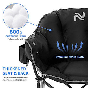 Barbella Oversized Heated Camping Chair, Padded Camp Heated Chairs Round Moon Saucer Folding Lawn Chair Outdoor Chair, Portable Folding Camping Chair for Lounge Patio