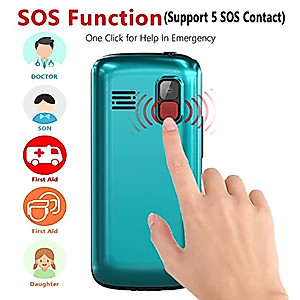 USHINING 4G Senior Cell Phone Unlocked SOS Big Button Senior Basic Phone 2.4 Inch Large Screen High Volume Unlocked Mobile Phone for Elderly with Charging Dock (Emerald Green)