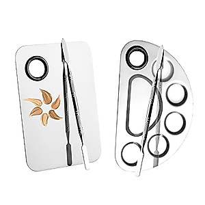 Makeup Palette, Makeup Mixing Palette, Color Mixing Tool, Artist Palette, Stainless Steel Makeup Palette For Makeup, Foundation, Nail Art, Loose Powder, Eye Shadow, Blush, Lip Gloss (2PCS)