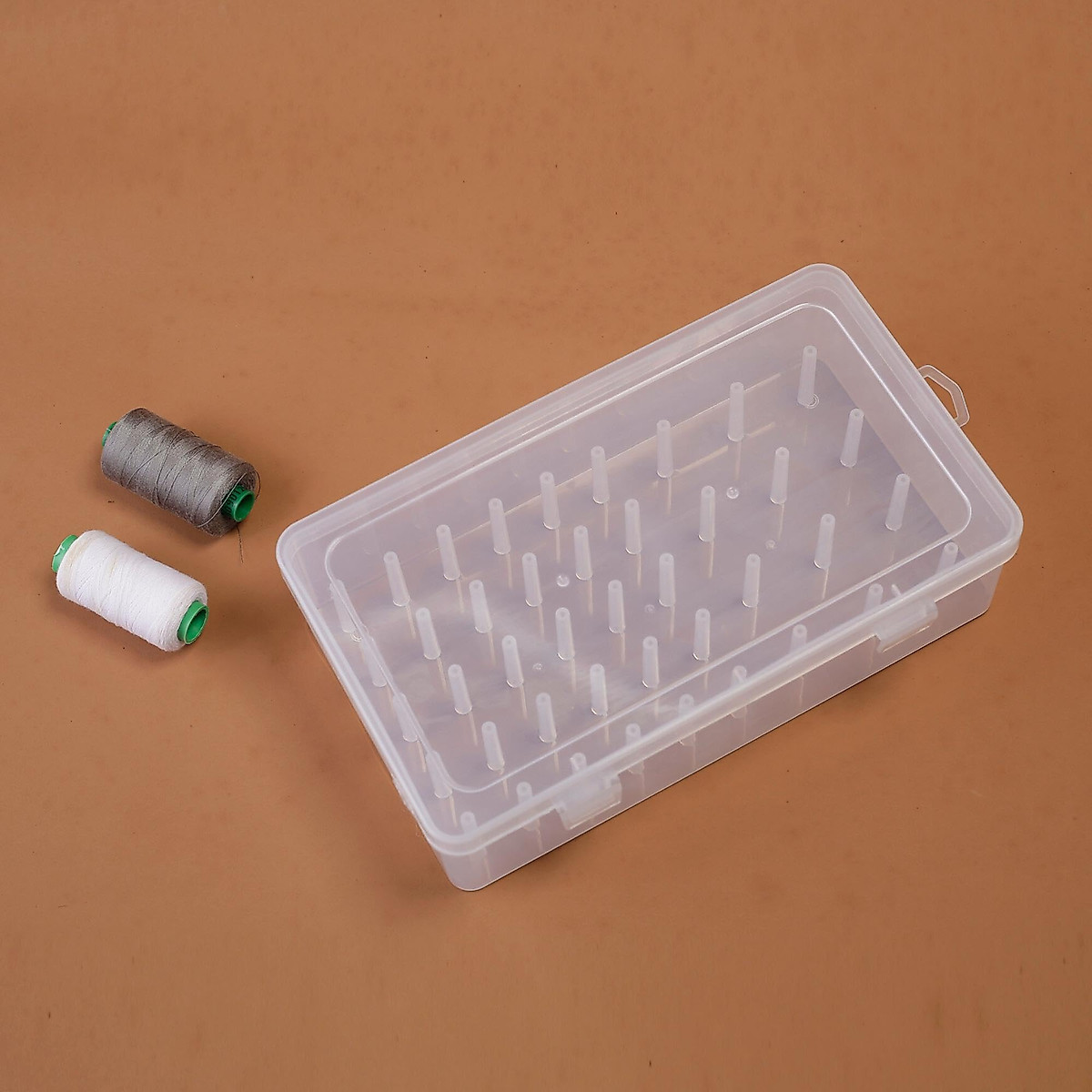 42 Slots Empty Sewing Satchel Organizer Trays - Super Durable Plastic Storage Box Case, Art Embroidery With Holder Bin | Container for Thread Spools & Others Easily Fit Your Crafting Machine Workspace