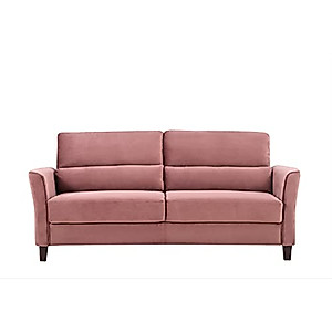 Container Furniture Direct Stoughton Mid Century Modern Upholstered Sloped Arms Living Room, Sofa, Natural Pink