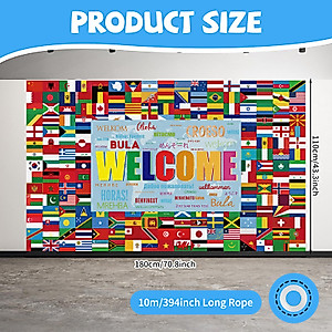 World Flags Backdrop 6x3.6ft International Welcome Backdrop Country Flags Banner Backdrop International Flag Background International Sports Events Party Decoration School Classroom Wallpaper