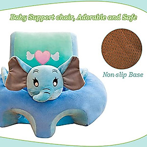 AIPINQI Baby Support Sofa, Infant Sitting Chair Safe Baby Sofa Chair Baby Sit Up Chair Back Head Protect Seat Learn to Sit Chair for Toddlers 3-24 Month Baby Floor Plush Lounger (Elephant)