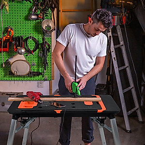 Evcitn Portable Workbench,7-in-1 Work Benches for Garage,45”Folding Work Table,Used as Car Creeper,Sawhorse,Platform,Scaffold,Hand Truck with 4 Wheels,550lbs Load Capacity