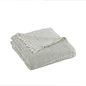 Throw Blankets Throw Size Big Blanket 100% Cotton Blanket for Bed Extra Soft Queen and Giant Blanket Queen Size Boho Blanket Lightweight Muslin Throws 51X67,87x95 (Green, Throw)