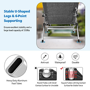 Tangkula Folding Chaise Lounge Chair, Adjustable 7-Position Recliner with Removable Headrest and Cup Holder, Holds 330LBS Weight Capacity, Portable Tri-fold Patio Lounger for Sunbathing (1, Grey)