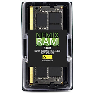 NEMIX RAM 32GB (1X32GB) DDR4 2666MHZ PC4-21300 2Rx8 1.2V CL19 260-PIN ECC SODIMM Compatible with Samsung M474A4G43MB1-CTD ECC Unbuffered Memory