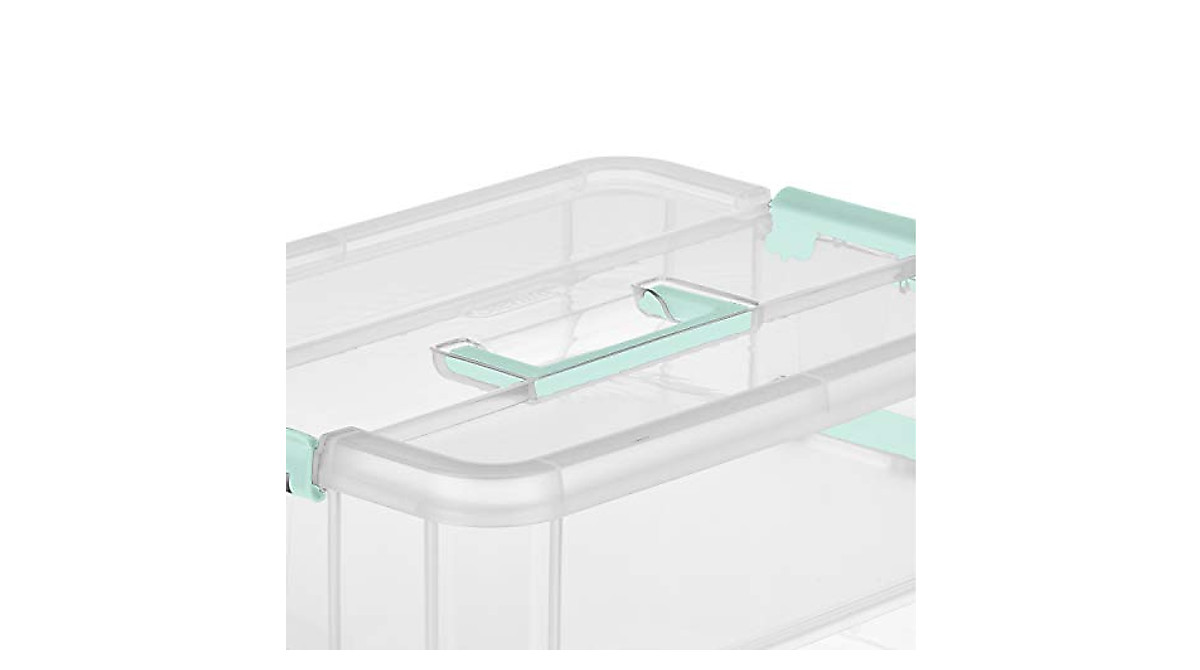 Sterilite Stack & Carry 2 Layer Box - Clear Storage Pack of 4