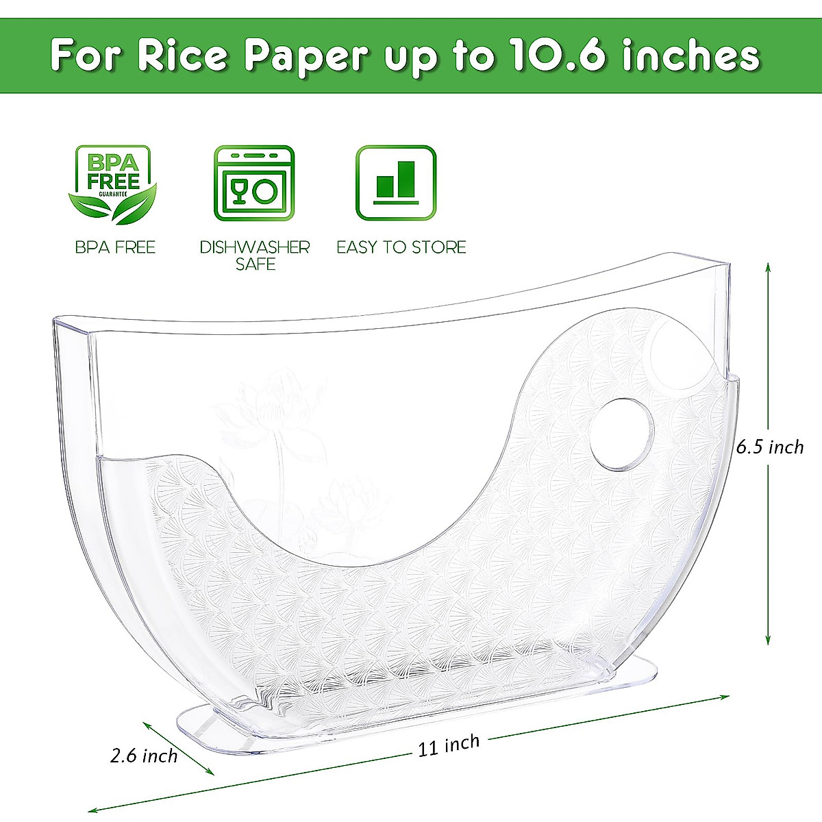 Rice Paper Water Bowl, Spring Roll Water Bowl, Rice Paper Holder with Side Pocket for Rice Paper Wrappers, Summer Rolls Maker Banh trang Holder