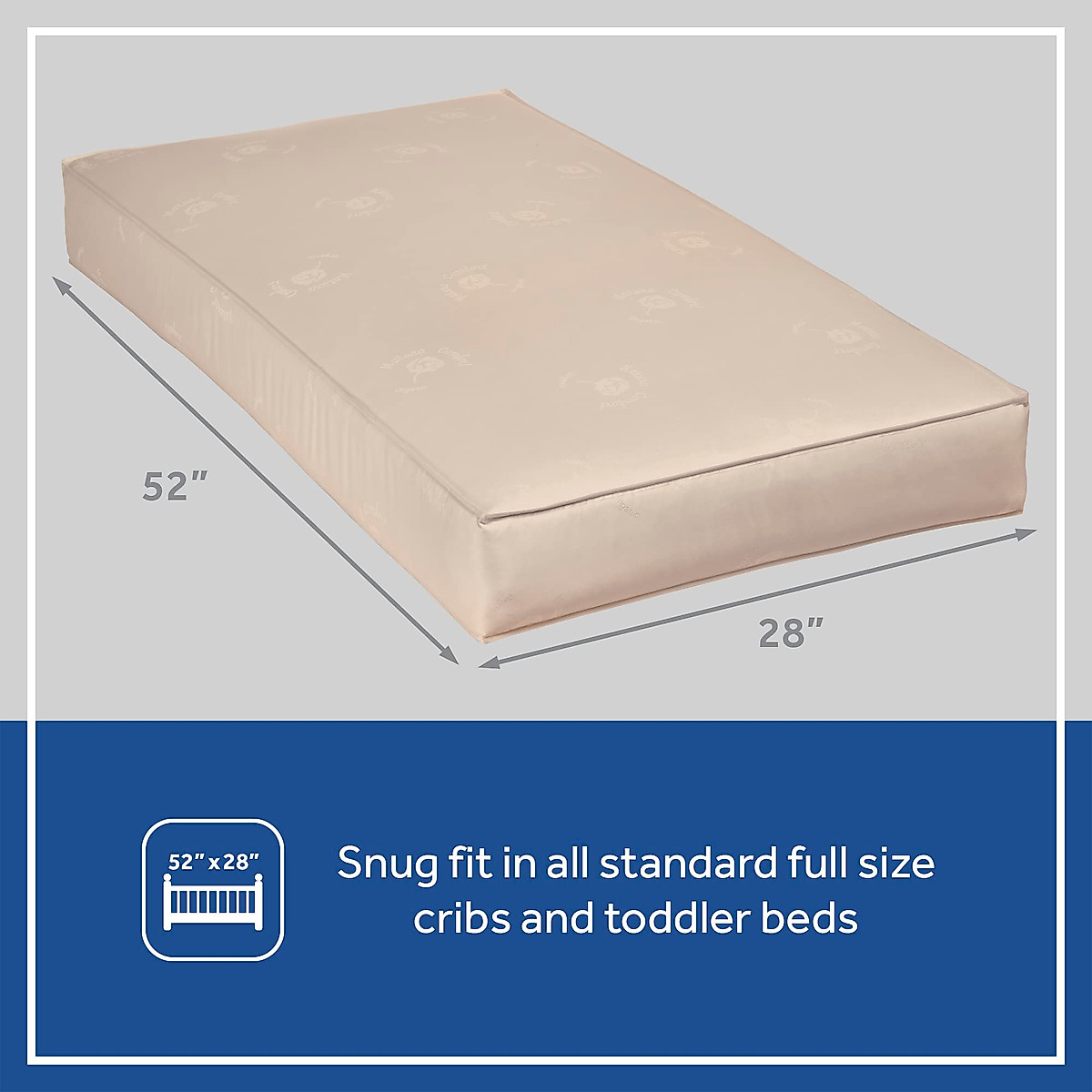 Sealy Baby Soybean Serenity Breathable 2 Stage Waterproof Crib Mattress plus Toddler Bed Fit, Organic Cotton, Soy Enhanced Foam, GREENGUARD Gold Certified, Safety & Quality Tested, Made in USA, 52X28'