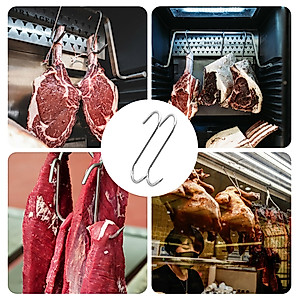 KEJJNYER 10 Pcs Meat Hanging Hooks 8 inch, Stainless Steel Meat Hooks10mm Diameter, Heavy Duty S Meat Hanging Hooks for Butchering, Smoking, Drying, Cooking, Grilling, BBQ