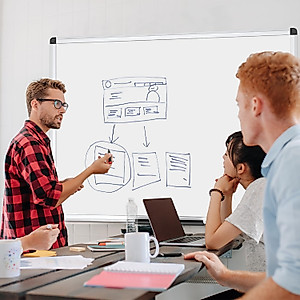 VIZ-PRO Dry Erase Board/Whiteboard, 48 x 36 Inches, Wall Mounted Board for School Office and Home