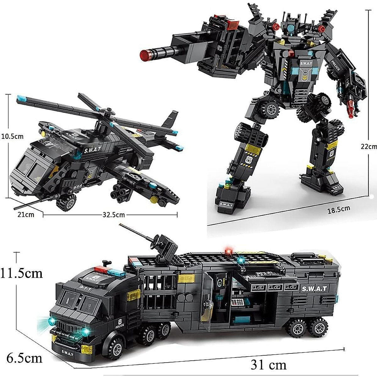 Uvini 51-in-1 Robot Building Kit for Kids STEM Building Toys Set for Boys 8-12, Engineering STEM Projects Construction SWAT Building Blocks Toys Gifts for Boys Kids Age 6 7 8 9 10 11 12 Year Old