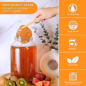 FastRack - Pack of 4 One Gallon Wide Mouth Jar with White METAL Airtight Lid, 4 Glass Jars with 4 Fermentation Lids, Ideal Glass Jars with Lid for brewing, fermentation and pickling