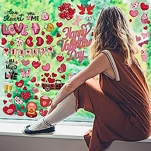DmHirmg Valentine's Day Window Clings Decorations, Valentines Window Decal Stickers for Valentine's Day Decorations With Removable Window Sticker Decals for Home,Office,Valentines Party, Wedding, Anniversary Decorations 9 Sheet