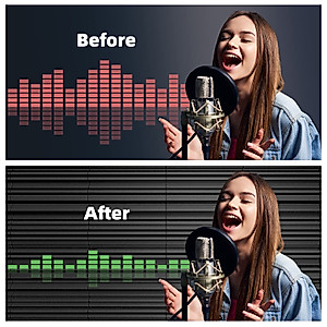 LIGHTDESIRE 12 Pack Self-Adhesive Sound Proof Foam Panels,12 X 12 X 2 inches Acoustic Foam,High Resilience Sound Proofing Padding for Wall,Sound Absorbing Panels Suitable for Home,Studio,Black