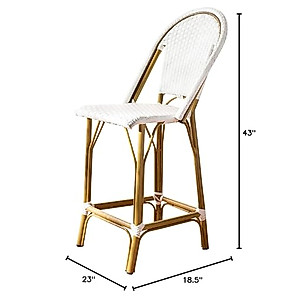 SAFAVIEH PAT4019A Collection Gresley Navy and White Indoor/Outdoor Stacking French Bistro Counter Stool