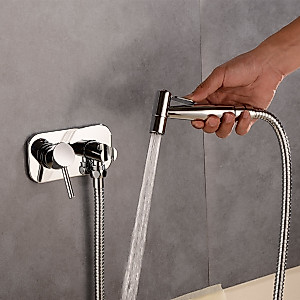 TRUSTMI Toilet Concealed Hot and Cold Bidet Spray Set, Brass Hand Held Warm Water Sprayer Shattaf,Chrome