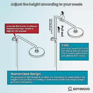 gotonovo SUS304 Outdoor Shower Fixture System Combo Faucet Set Single Handle High Pressure Hand Spray Wall Mount 2 Dual Function Matte Black Rainfall Shower Fixture