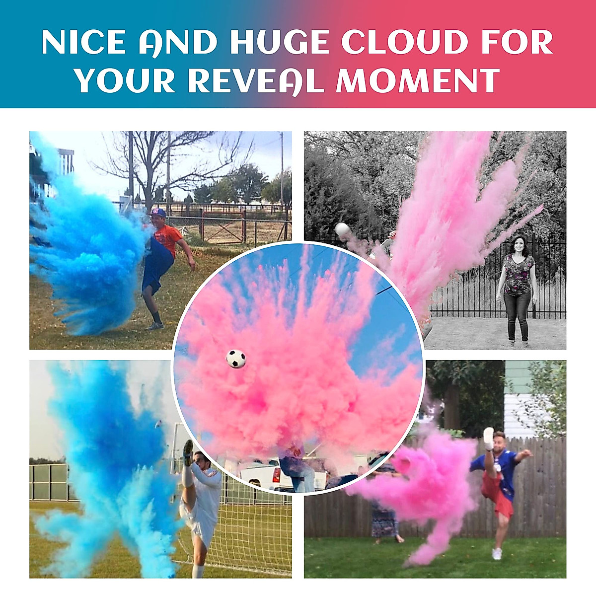 POPUPARTY Gender Reveal Soccer Ball with Pink and Blue Powder Kit, for Baby Gender Reveal Decoration, Soccer Fans