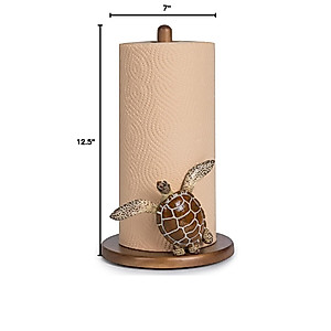 Turtle Paper Towel Holder - Beach House Decor Cute Paper Towel Holder Stand Wood Sea Turtle Decor, Unique Kitchen Towel Holder Countertop Coastal Decor for Home, Ocean Decor Sea Turtle Gifts for Women