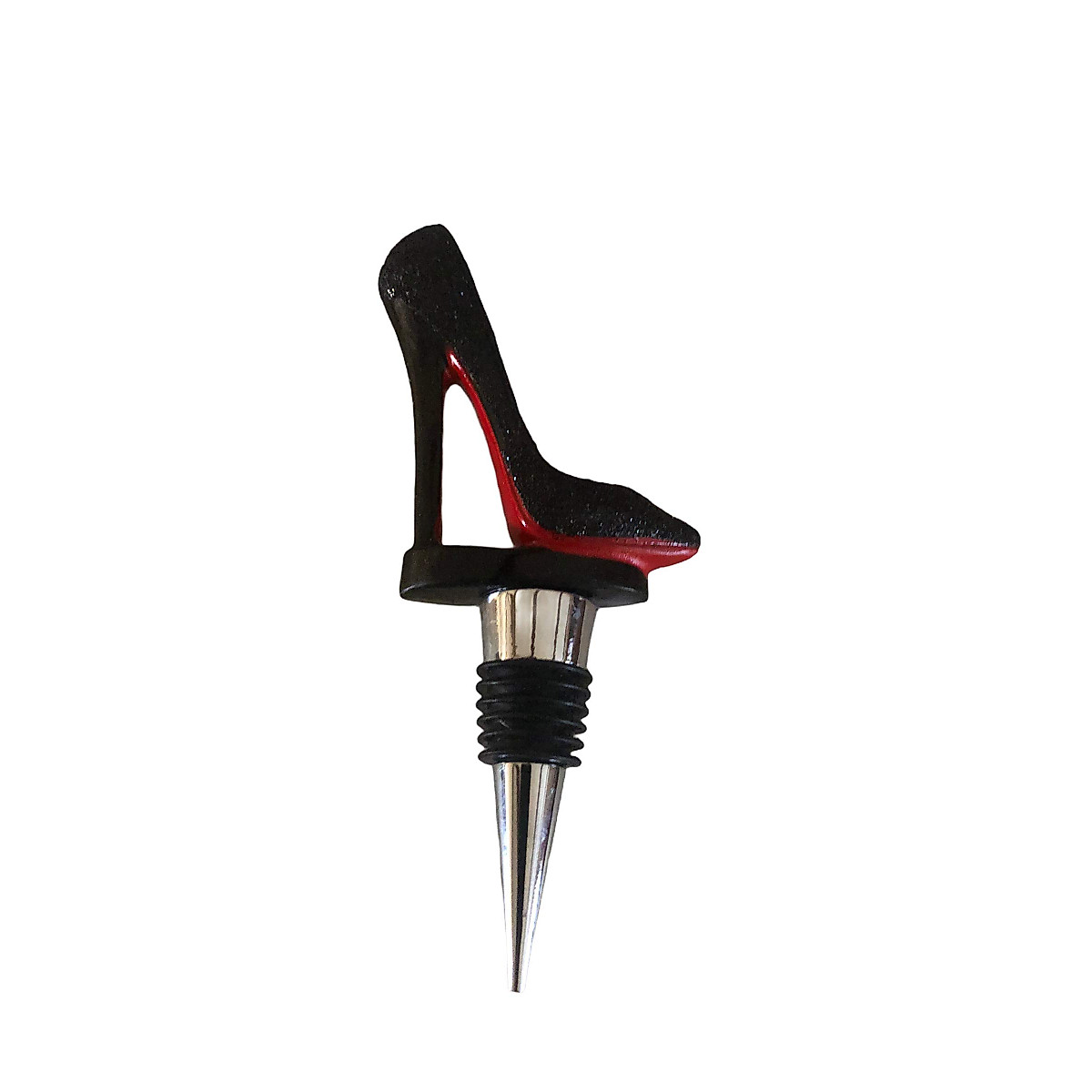 Trovety High Heel Wine Stopper Custom - Cute Black Shoe Elegant High Heels Cork for Women, Bachelorette Party Decor - Decorative Stainless Steel Beverage Topper - Reusable Champagne Bottle Plugs