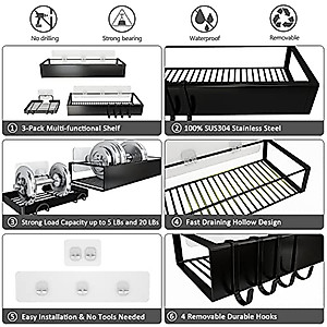 Roseyat Adhesive Bathroom Shower Caddy Basket Shelf with Soap Dish Holder