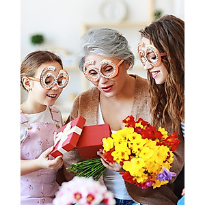 9 Pairs 60th Birthday Glasses Number 60 Crystal Frame Funny Costume Sunglasses Novelty Eyewear Celebration Decoration (Rose Gold)