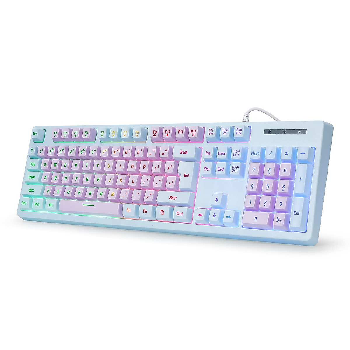 chuangquan CQ104 Mechanical Feeling Keyboard Rainbow LED Backlit USB Wired Floating Gaming Keyboard for Windows PC Laptop
