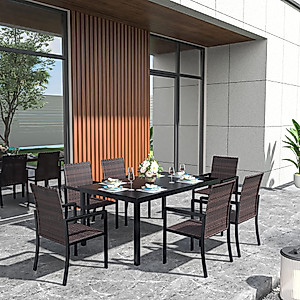 VICLLAX Outdoor Dining Table for 6, 63 Inch Rectangle Patio Dining Table for Outside Patio Furniture Deck Lawn Garden, Black