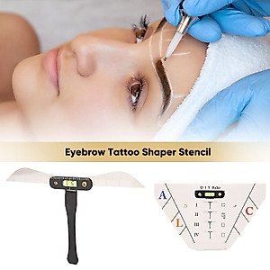 Eyebrow Ruler, Eyebrow Caliper Measuring Tool Eyebrow Shaper Stencil Stainless Steel Semi‑Permanent Eyebrow Makeup Template Ruler Tens Machine(Ⅳ (level balance ruler))