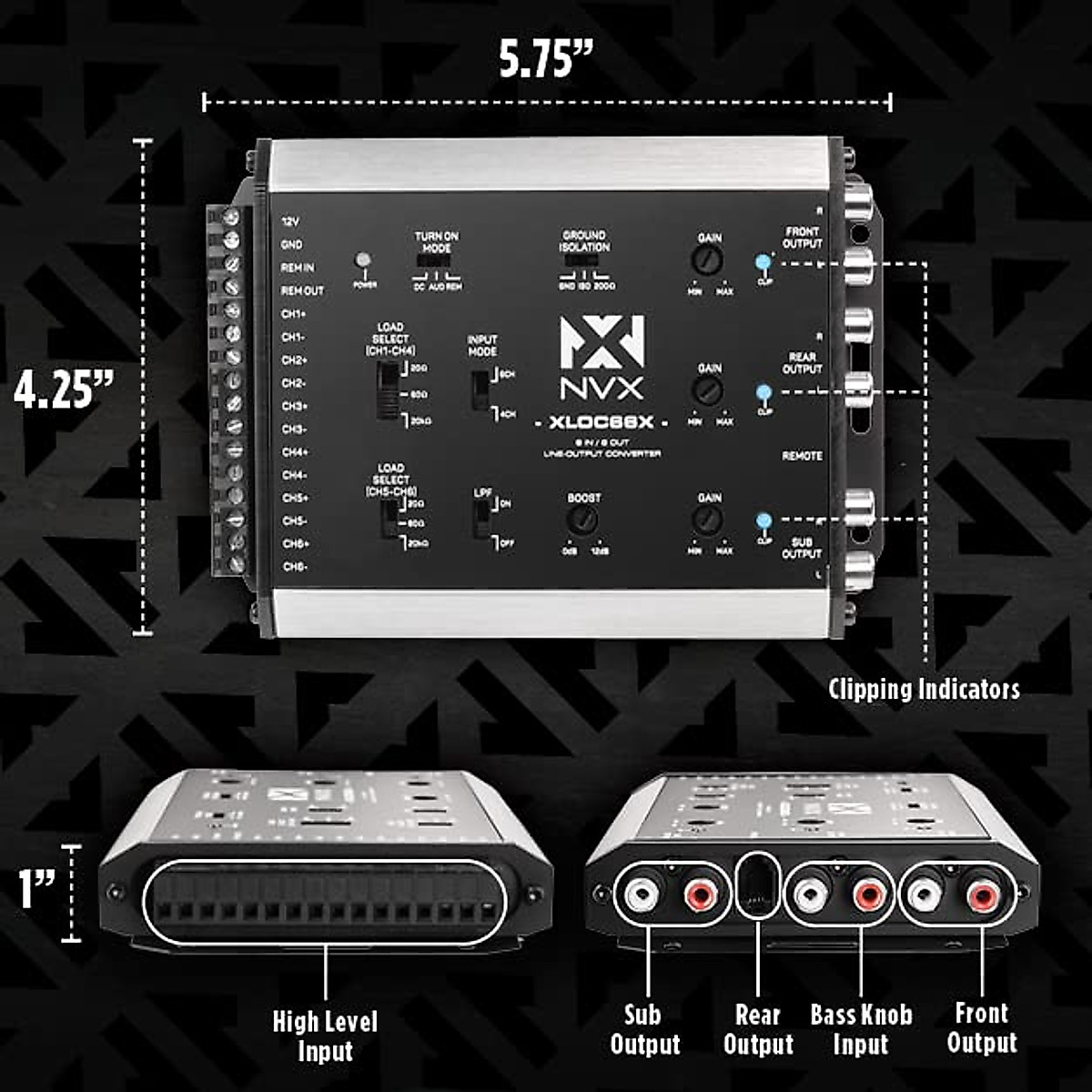 NVX XLOC66X 6 inputs / 6 outputs High Voltage Active Line Output Converter with Impedance Matching and Remote Level Control