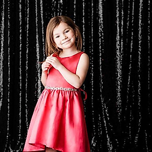 Eternal Beauty Black Sequin Wedding Backdrop Photography Background Party Curtain, 10Ft X 10Ft