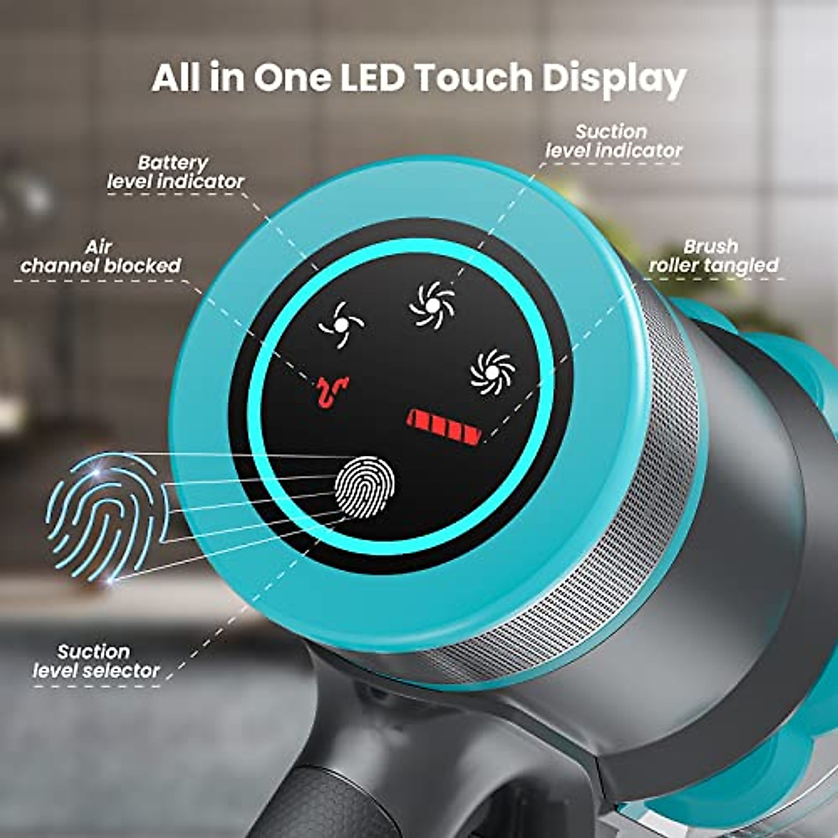 Belife BVC11 Cordless Vacuum Cleaner, Stick Vacuum Cleaners for Home Carpet Hardwood Floor, Wireless Household Vaccum for Pet Hair with Touch Display, 22Kpa Powerful Suction, Up to 40mins Runtime