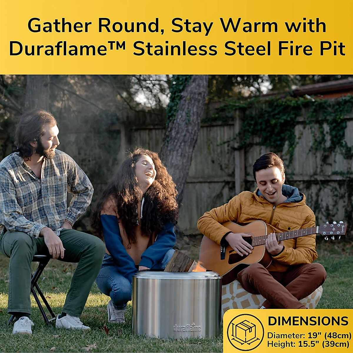 Duraflame 19.5 Inch Smokeless Fire Pit with Double Walled Technology and Removable Grate for Backyard Entertainment, Camping, and Tailgating, Silver
