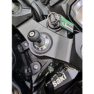 Mounts Lab MotoMount Ninja- Kawasaki Ninja Motorcycle for 12mm Hexagon Hole Mount/Fork stem Base Mount with 1inch(25mm) Ball- Compatible with Phone/Camera/GPS Mount(Adapter), black (ML-Ninja01)