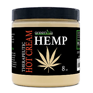 GreenIVe Hemp Hot Cream Massage Lotion Soothing and Moisturizing Joints, Muslces, and Wraps for Skin Tightning (8 oz Jar)