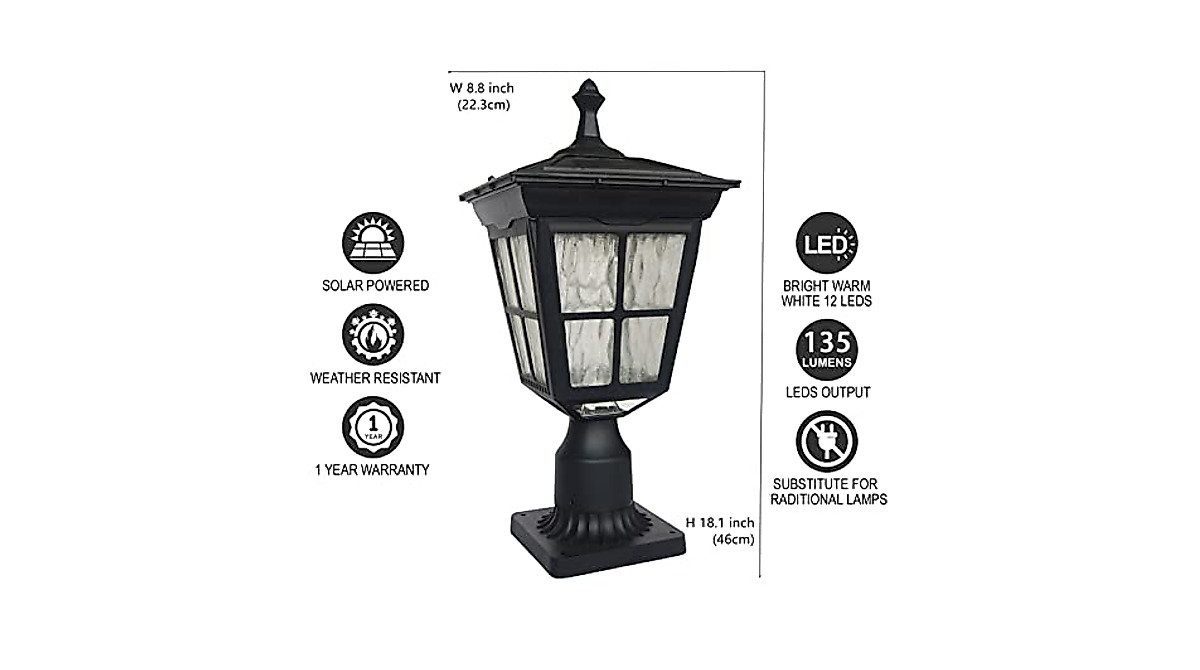 Kemeco Solar Post Light - Bright Outdoor Garden Lighting