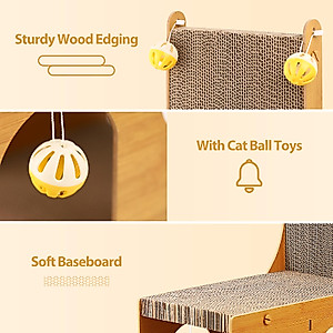YEMOO ​Cat Scratcher, Cat Scratching Board, L Shaped Vertical Cat Scratcher for Wall and Couch Protection, Cat Scratching Board with 4 Cat Ball Toys for Indoor Cats