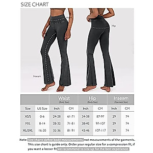 ODODOS Seamless Flare Leggings for Women Ribbed High Waist Gym Workout Casual Bootcut Yoga Pants, Black, Medium/Large