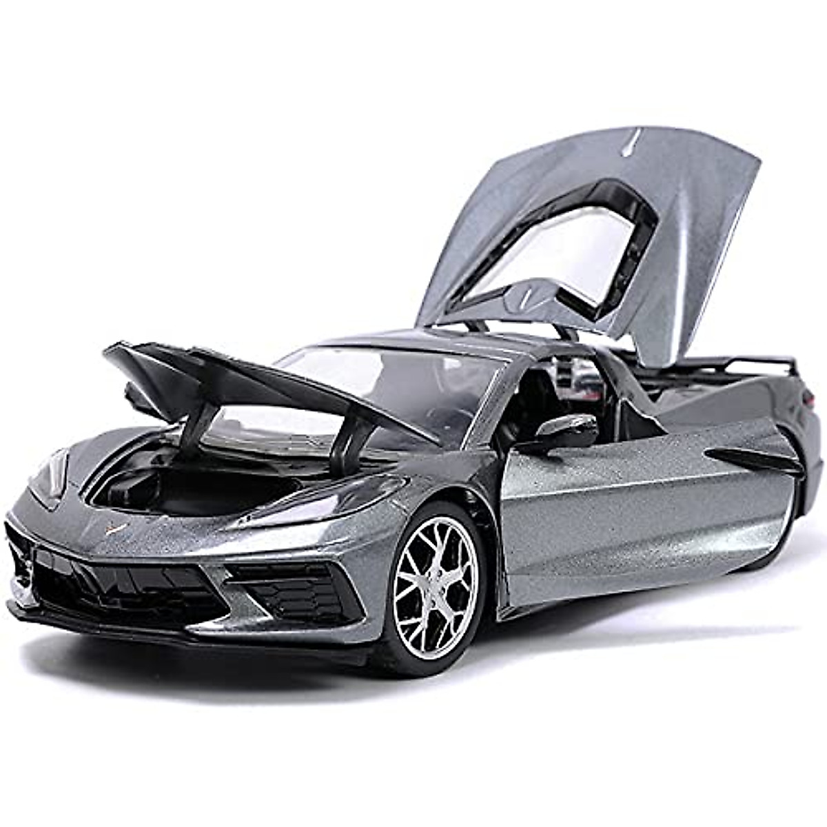 2020 Chevy Corvette Stingray C8 Dark Gray Metallic Hyper-Spec Series 1/24 Diecast Model Car by Jada 32716