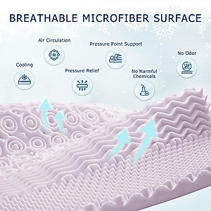 Moonear King Size Memory Foam Mattress Topper - 4 Inch Cooling, 2 Inch Gel Memory Foam, 2 Inch Pillow Top, Washable, Pull On, Soft, Water Repellent