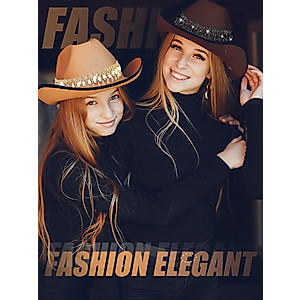 Cutecrop 3 Pcs Rhinestone Fringe Cowboy Hat Band for Men Women Adjustable Hat Belt Bling Western Style Hat Accessories