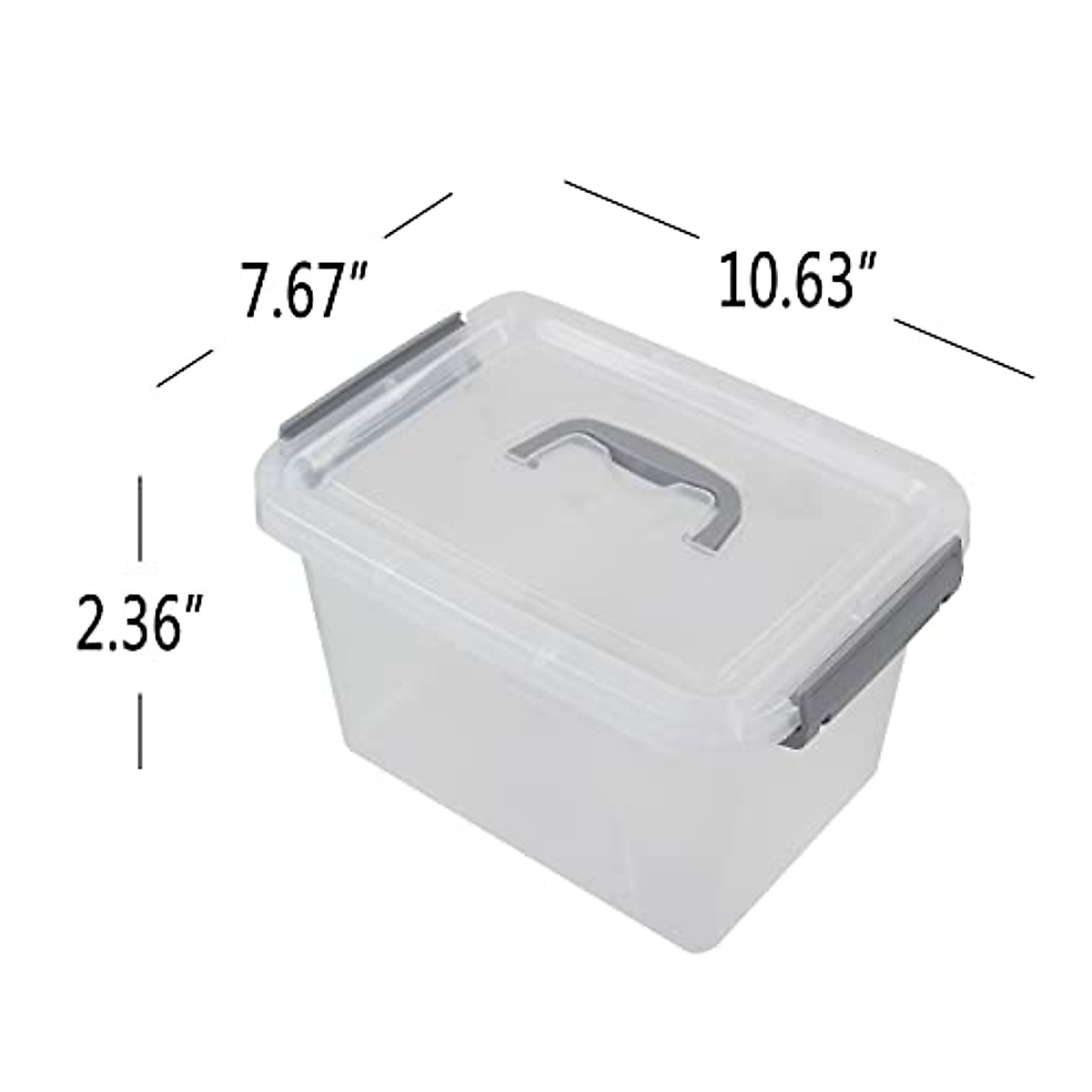 Nesmilers 6 Packs Plastic Storage Boxes, Small Clear Bins with Lids, 6 Liter