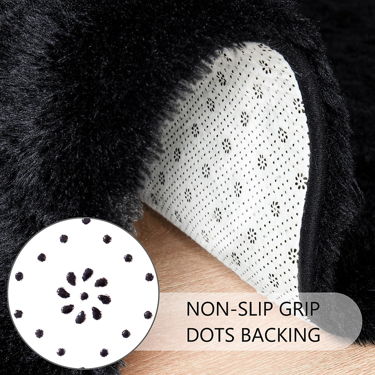 Noahas Fluffy Black Runner Area Rugs, Non-Slip Shaggy Fuzzy Carpet for Bedrooms, Hallways, Living Room, Nursery - Soft Decor Rug for Kids, Girls, Boys