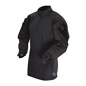 Tru-Spec Men's Regular T.R.U. 1/4 Zip Combat Shirt, Black/Black, Large