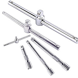 PANMAX 6 Pieces Extension Bar Set, 1/4", 3/8" and 1/2" Drive Socket Extension Sliding Bar T-handle Wrench, Premium Chrome Vanadium Steel with Electroplating treatment For Ratchet Driver & Car Repair