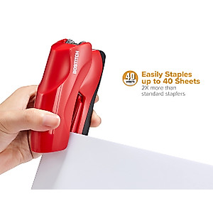 Bostitch Office Heavy Duty 40 Sheet Stapler with 1250 Staples & Claw Remover, Small Stapler Size, Fits into The Palm of Your Hand, Value Pack, Red (B175-RED-VP)